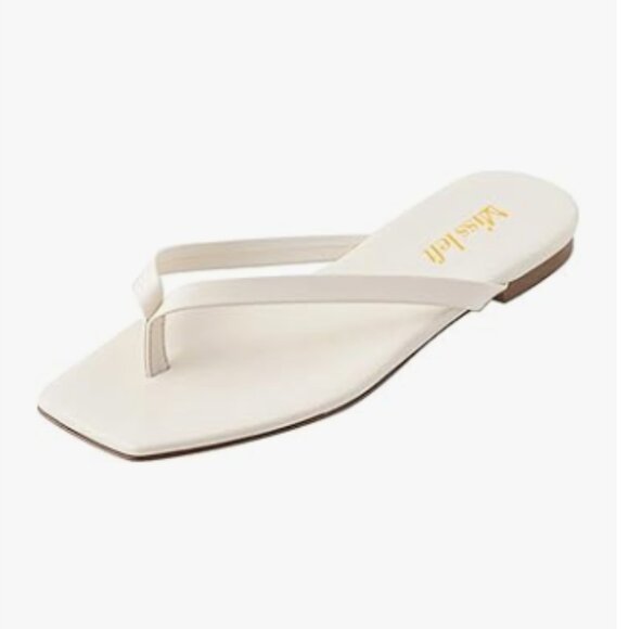 Miss Left | Shoes | Miss Left White Slip On Casual Flip Flops Flat Heel ...